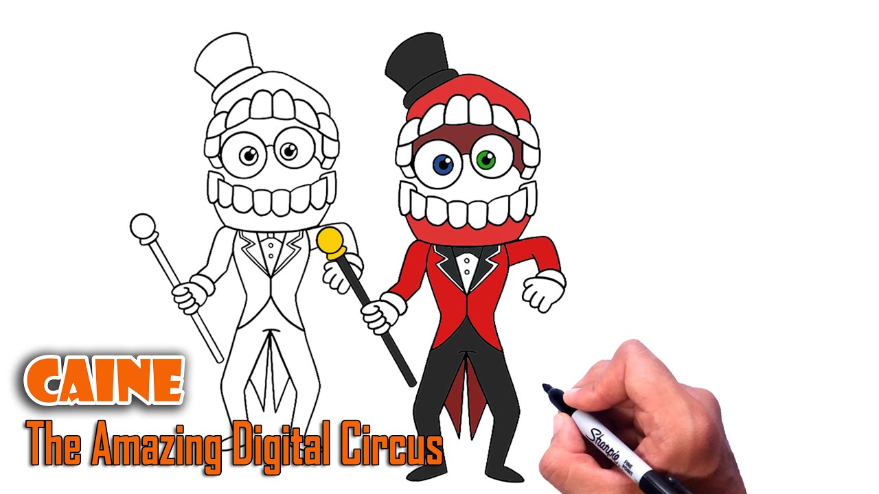 How to Draw CAINE | The Amazing Digital Circus - step by step - YouTube