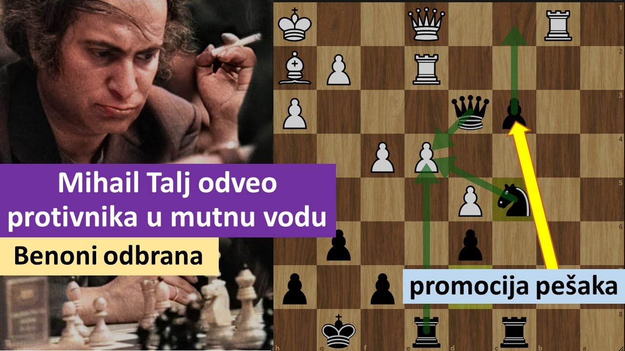 Mihail Talj odveo protivnika u mutnu vodu, sprema se da promoviše pešaka Benoni odbrana - YouTube