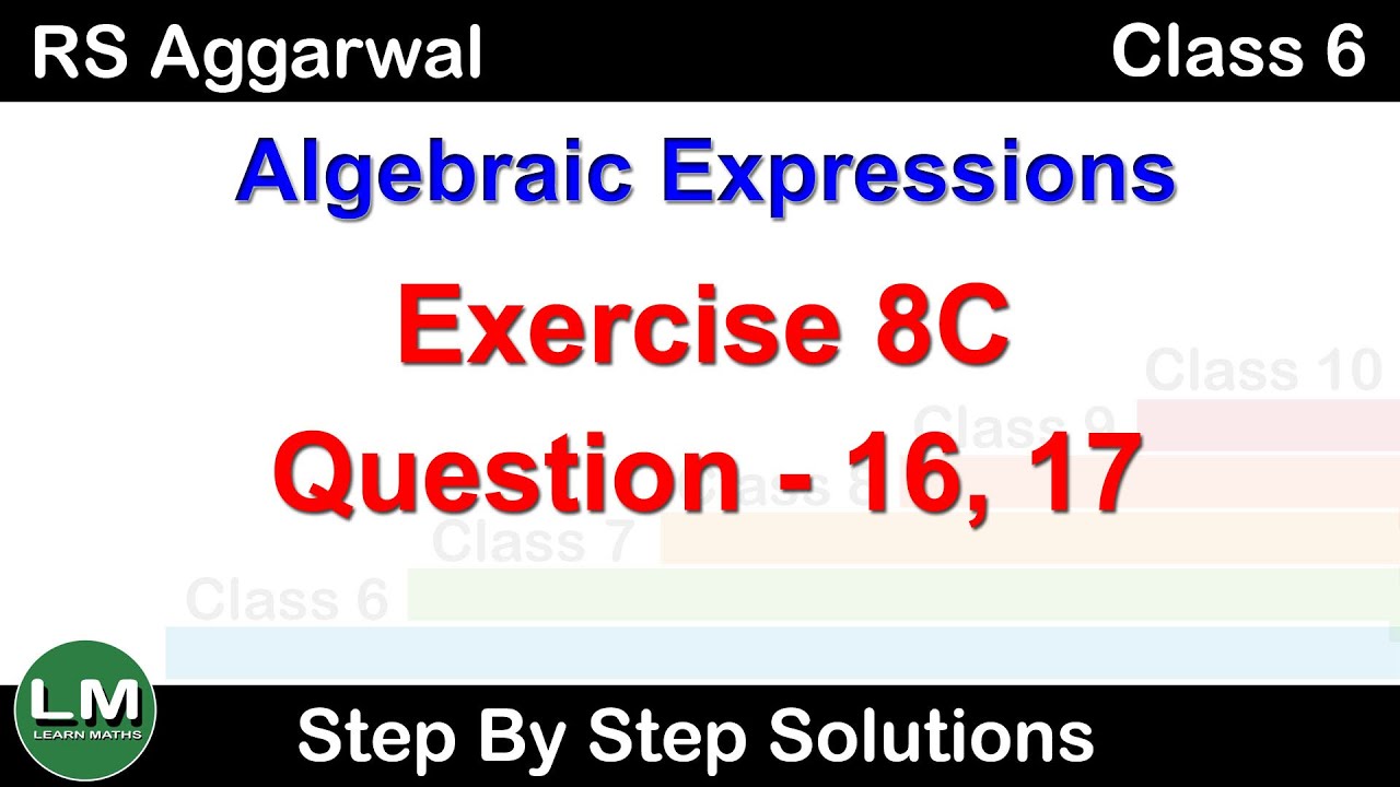 Algebraic Expressions Class 6 Exercise 8C Question 16 17 RS Algebraic Expressions Class 6 Exercise 8C Question 16 17 RS