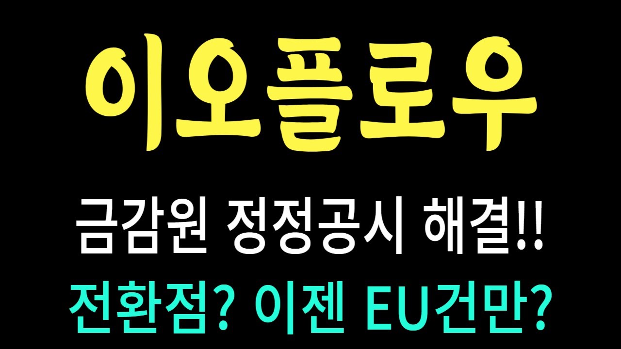 이오플로우 주가금감원 정정공시 해결전환점 이젠 Eu 건만 이오플로우 이오플로우 주가 이오플로우 전망 이오플로우