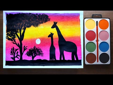 || How to paint African Sunset || Easy Oil pastel drawing for beginners ...