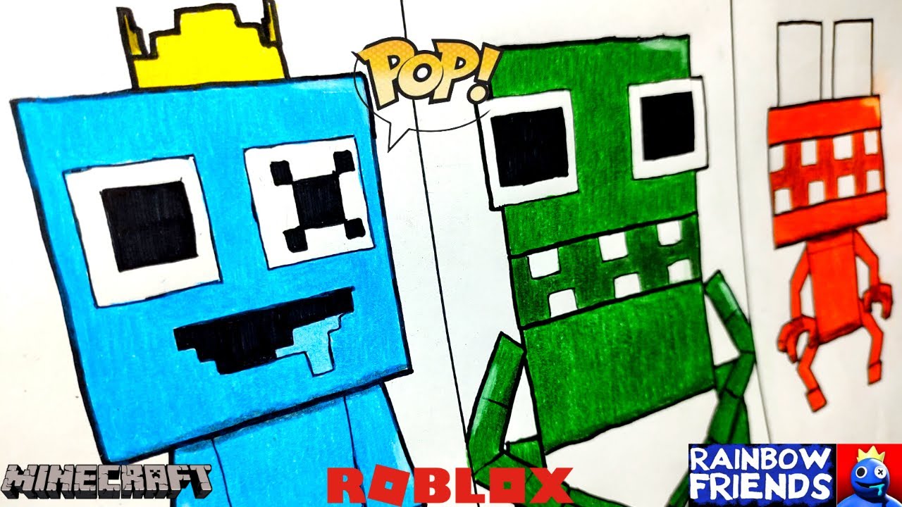 DIBUJO Rainbow Friends ROBLOX FUNKO POP MINECRAFT /DRAWING Rainbow ...