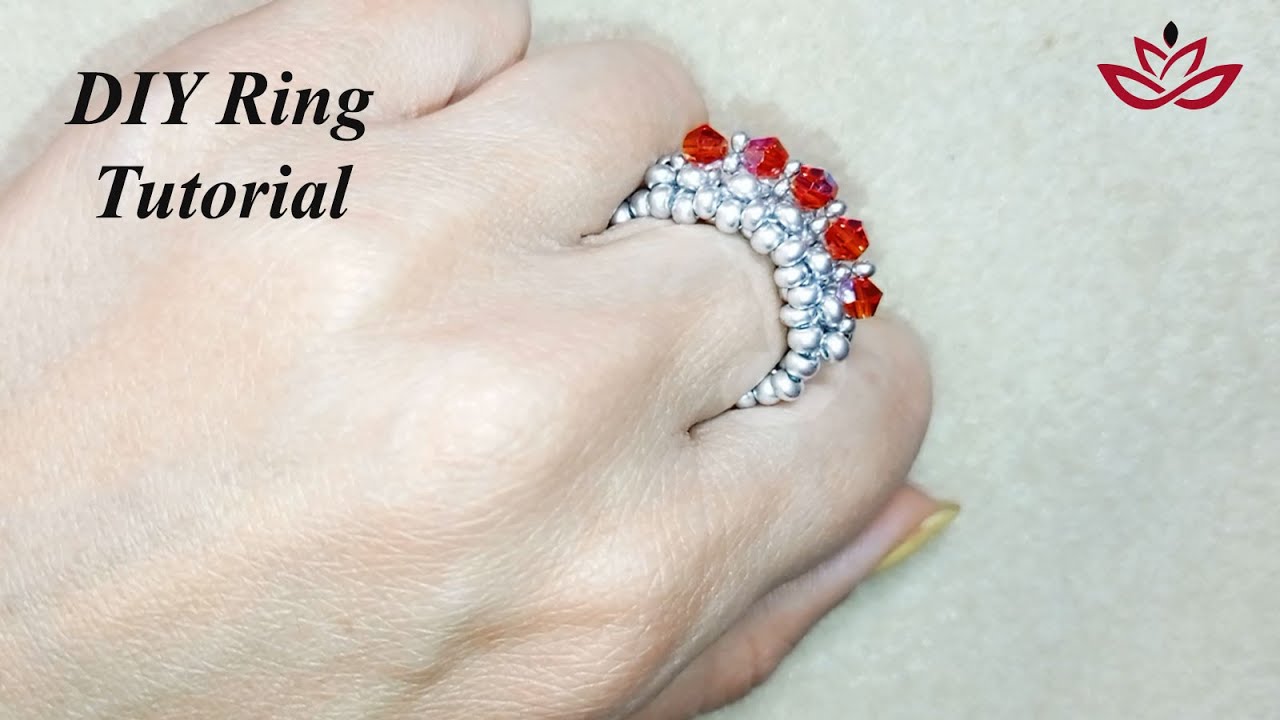 Bicones Beaded Ring - Tutorial || How to make beaded ring? - YouTube