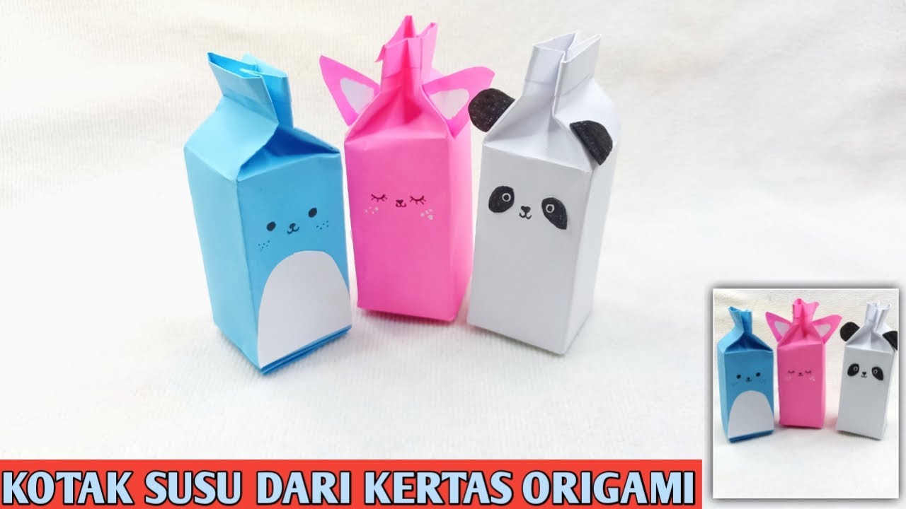 KERTAS ORIGAMI KOTAK SUSU | how to make a paper milkbox - YouTube