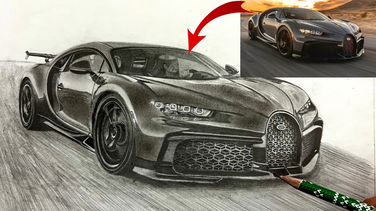 How to draw a realistic Bugatti Chiron | Step-by-step - YouTube