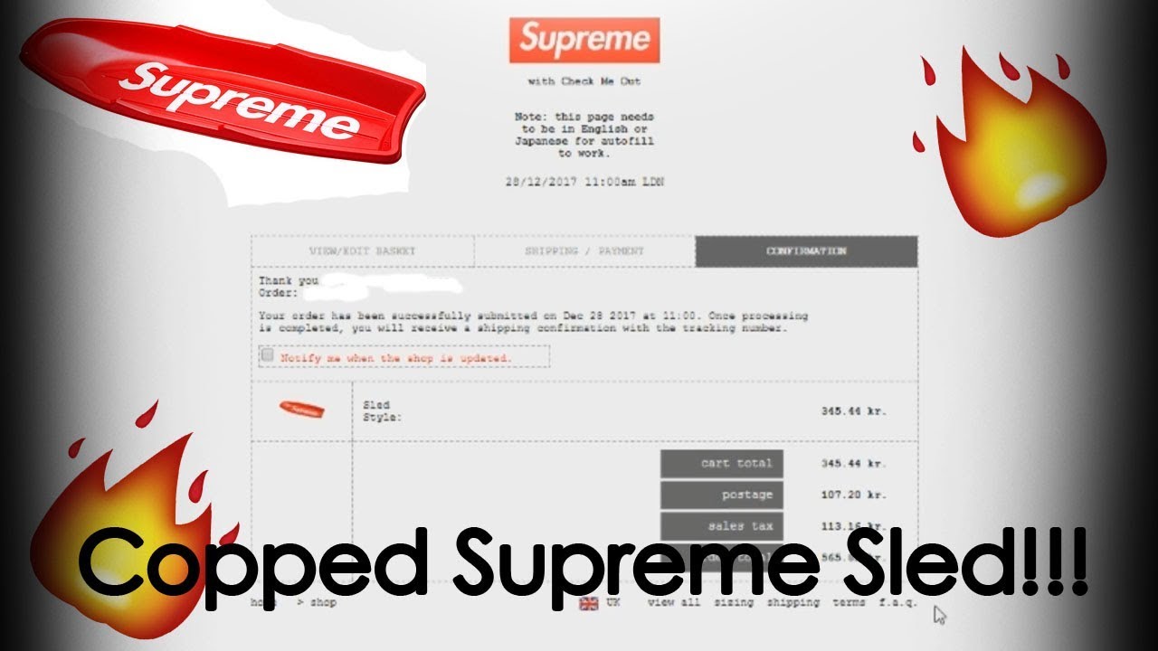Supreme Cop FW Week 19 - Copped Supreme Sled - YouTube
