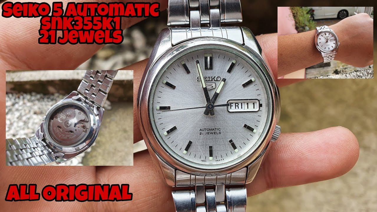 SOLD SEIKO 5 SNK355K1 AUTOMATIC 21 JEWELS ORIGINAL IG LakoneWatch - YouTube