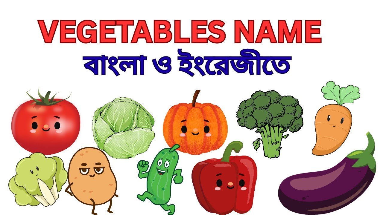 10 Vegetables Name in English & Bengali | Learn Vegetables for Kids ...