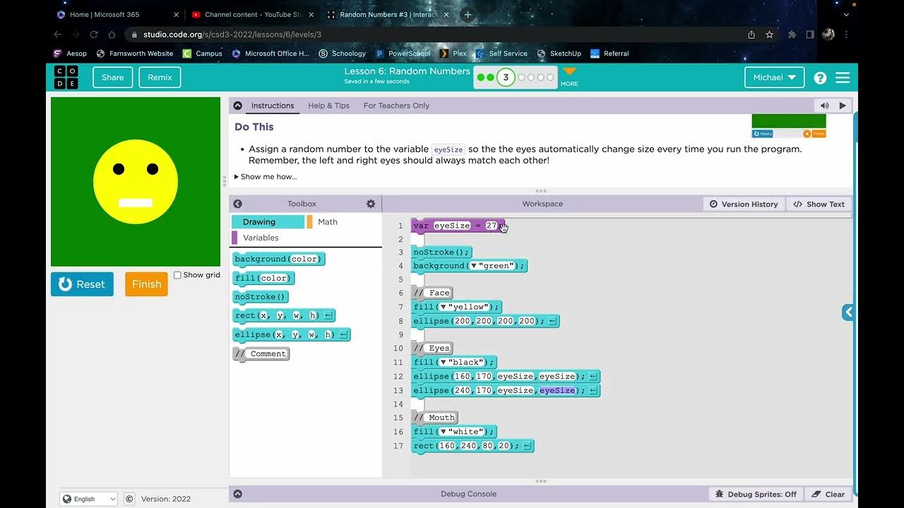 CODE Lesson 6 Random Number Walkthrough - YouTube