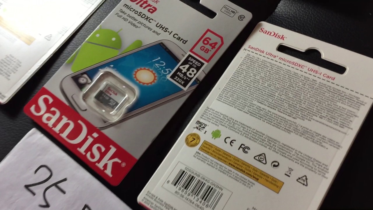 2 different boxes for Sandisk microSD memory cards (www.memorypack.com ...