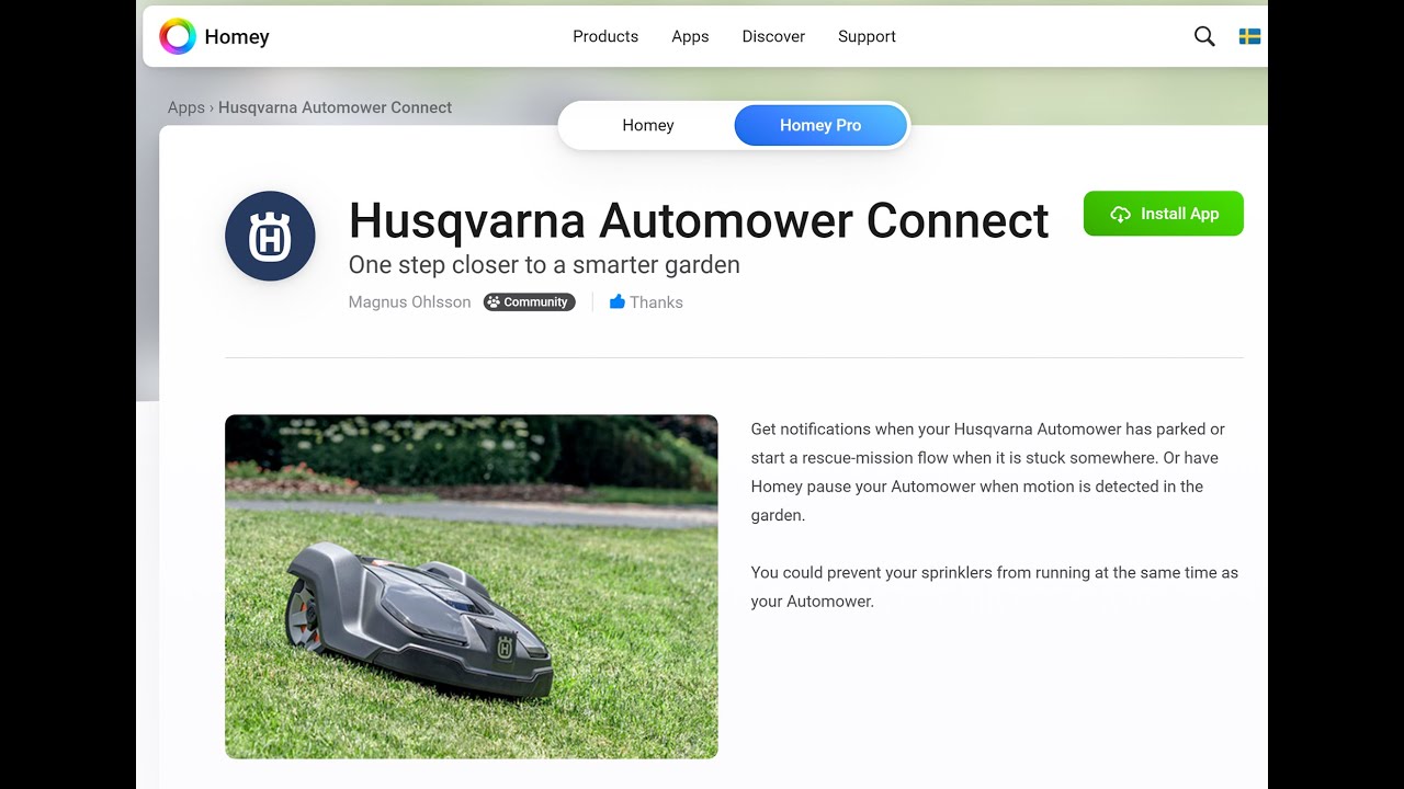 Homey - Install Husqvarna Automower Connect app - YouTube