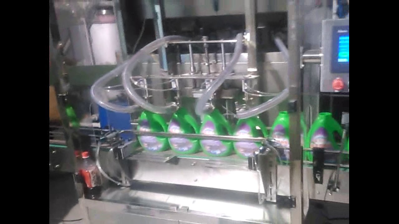 GC-ZATL4 40-1500ml laundry automatic linear liquid filling machine - YouTube