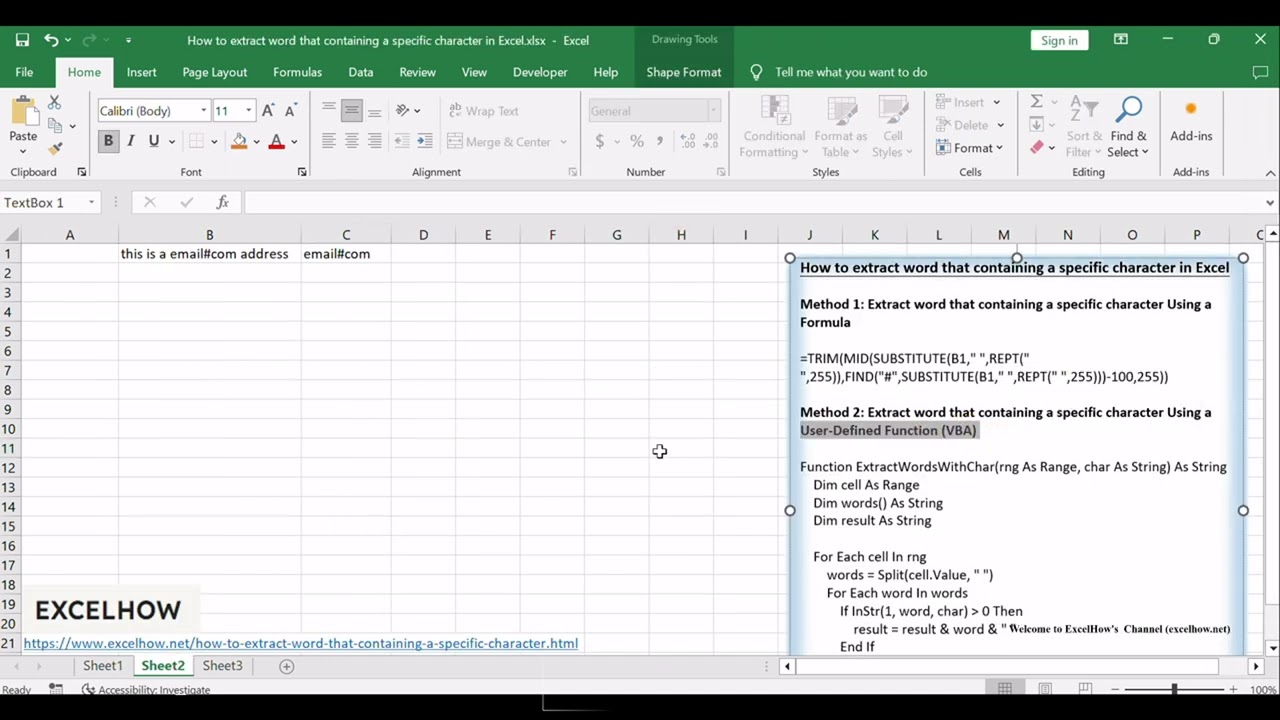 How To Extract Word That Containing A Specific Character In Excel YouTube How To Extract Word That Containing A Specific Character In Excel YouTube