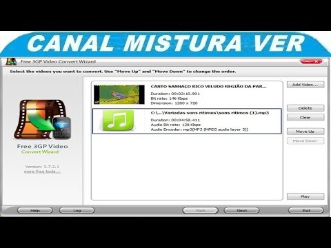 Como transforma video em 3gp,mp4,mp3 pra celular simples no Free 3GP Video Convert Wizard