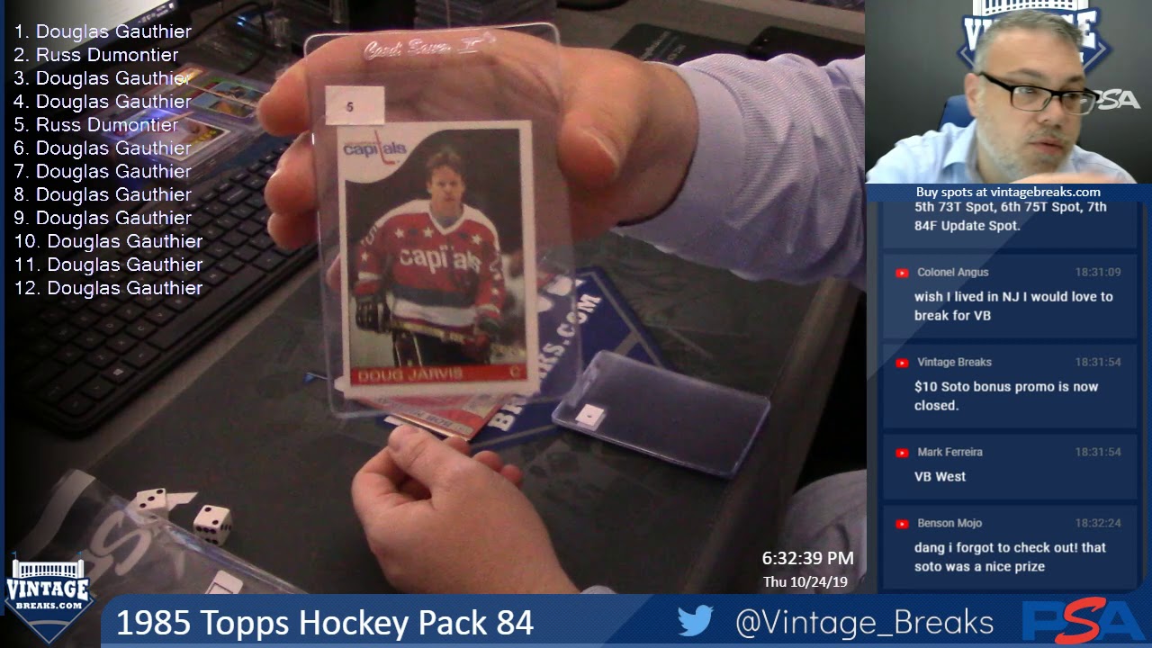 10-24-19 1985 Topps Hockey Pack 84 Break Opening Video - YouTube