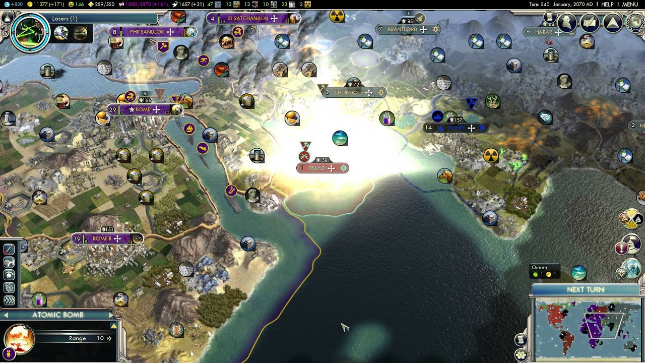 Civilization V - Nuke/Atom Bomb - YouTube