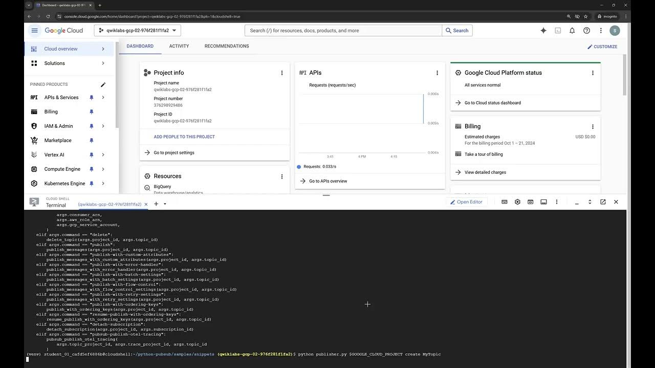 PubSub Qwik Start Python - komputasi awan - H561W - 2024 - YouTube