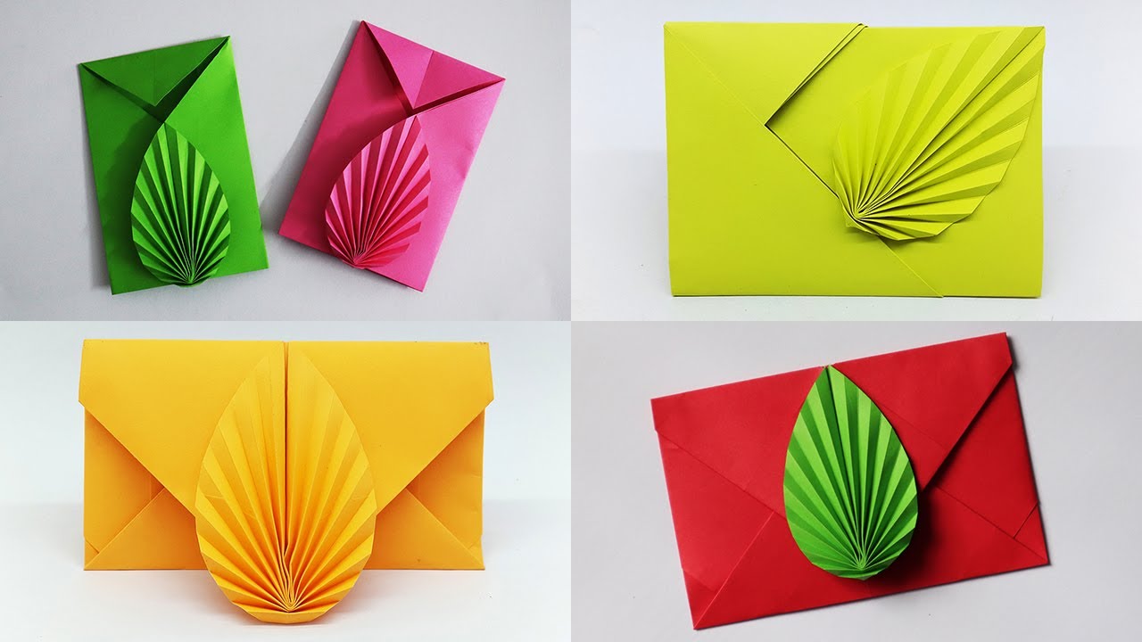4 Best Envelopes Instructions Leaf Envelope | Crafts for School - YouTube