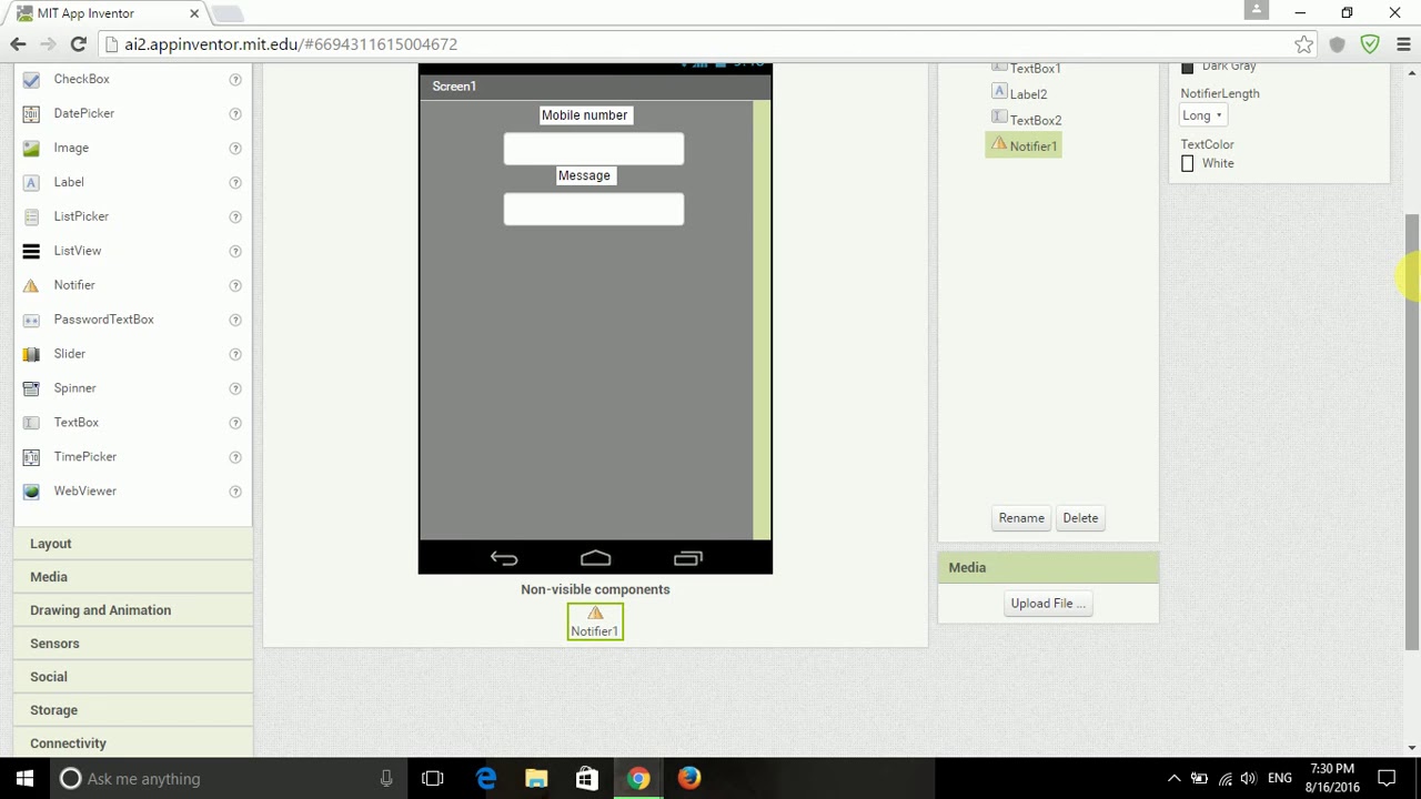 SMS app using mit app inventor - YouTube