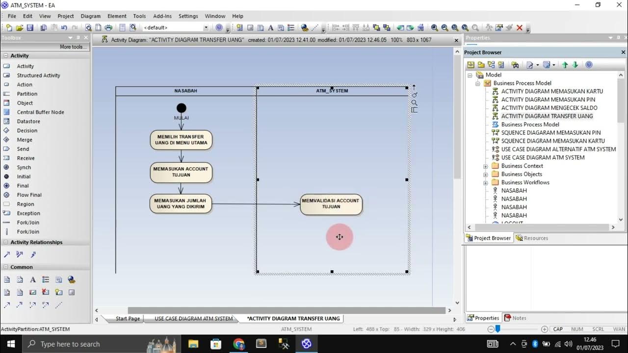 Sparx Enterprise Architect - Membuat Diagram Activity Transfer Uang ...