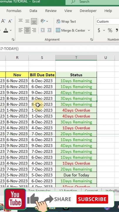 Due date formula in excel #exceltips - YouTube