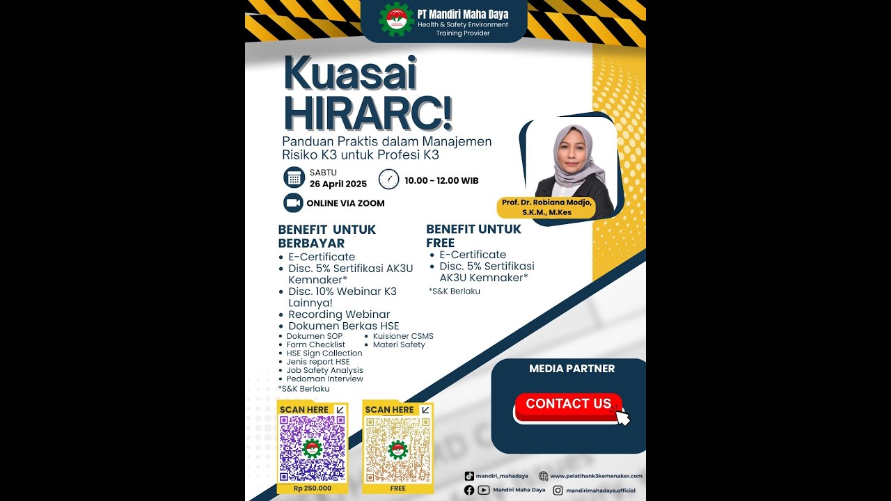 Webinar - Kuasai HIRARC "Panduan Praktis dalam Manajemen Risiko K3 ...