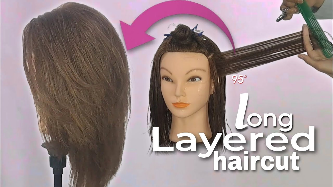 LONG LAYERED HAIRCUT tutorial|cara potong rambut layer - YouTube