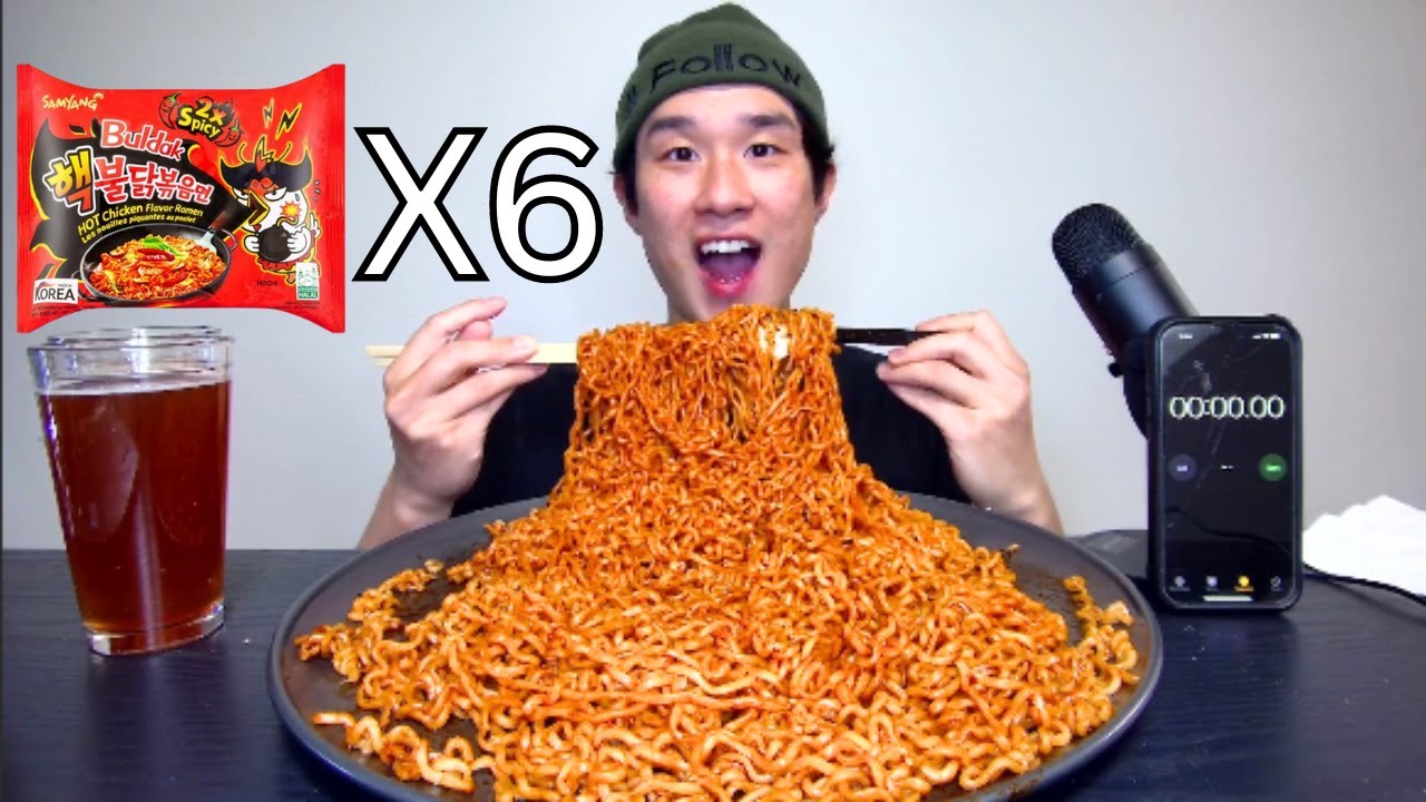 Extreme spicy challenge: Eating 6 packs of 2x spicy fire noodles! - YouTube