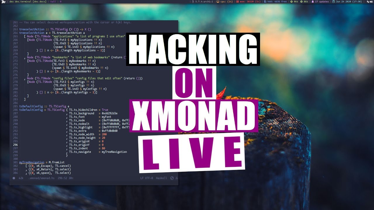 Hacking My Xmonad Config - DT LIVE - YouTube