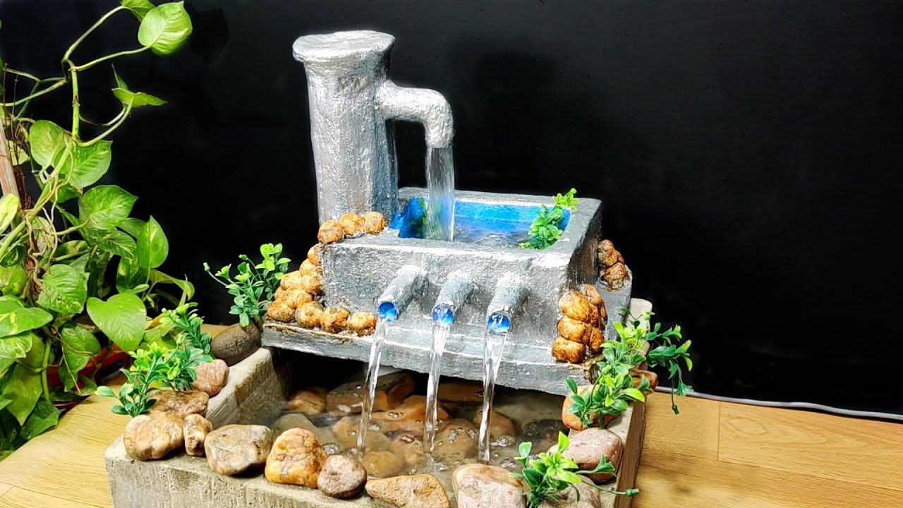 Awesome indoor waterfall fountain making at home - YouTube