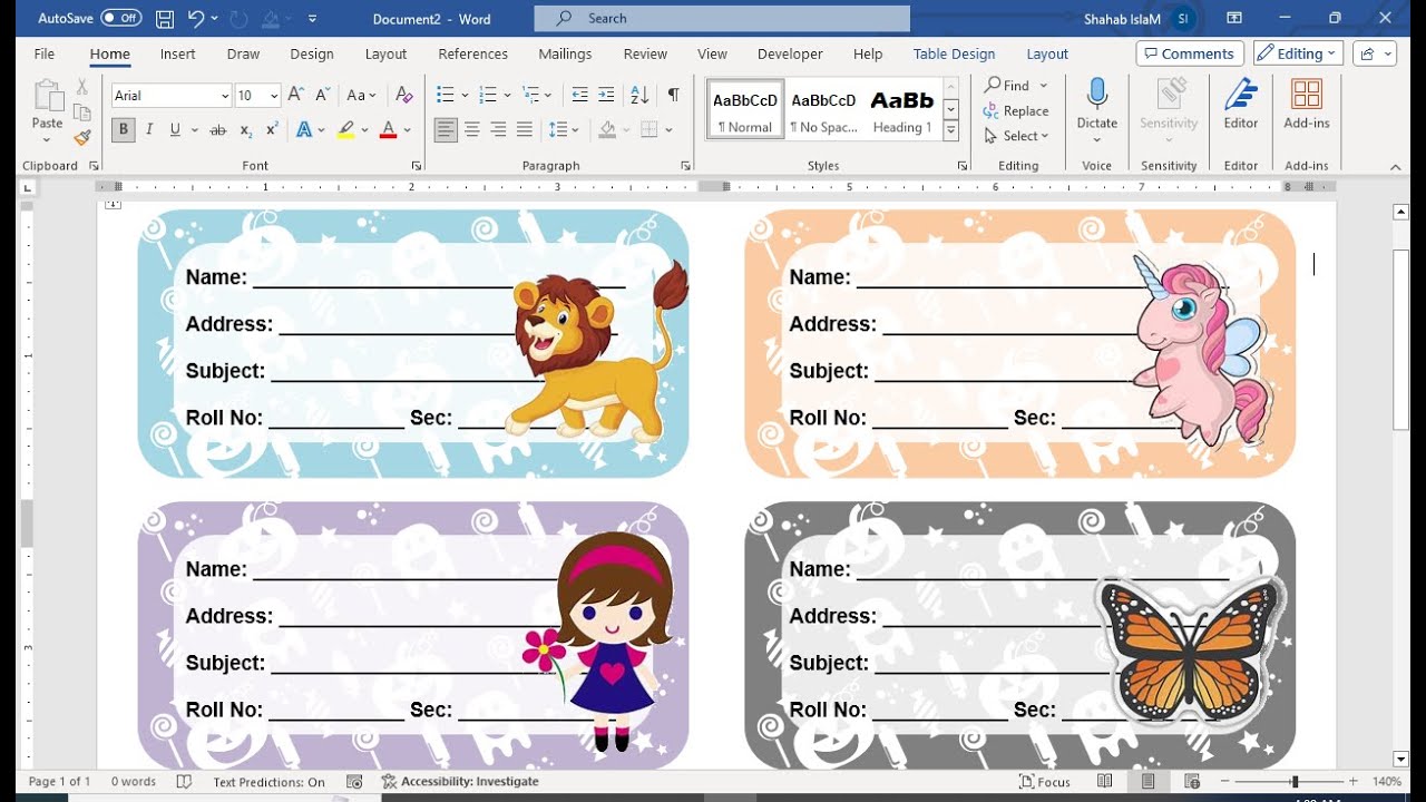 How to make note book sticker in ms word | - YouTube