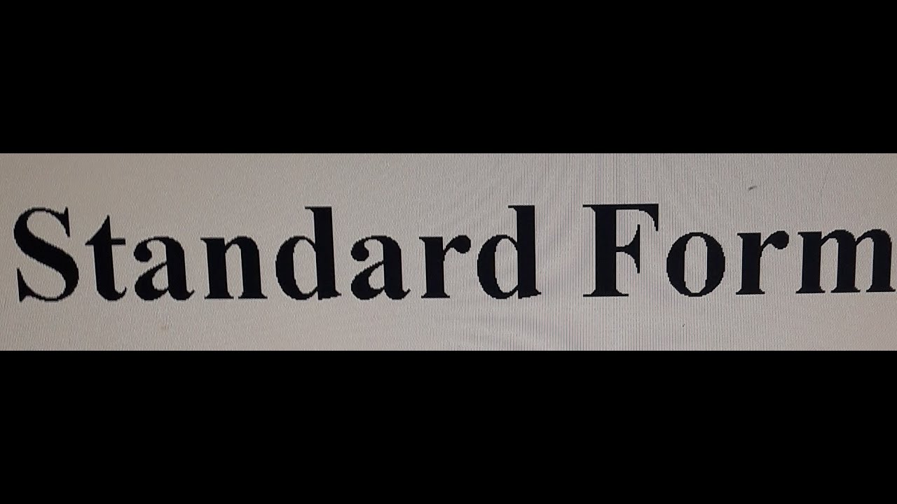 Learn Standard Form - YouTube