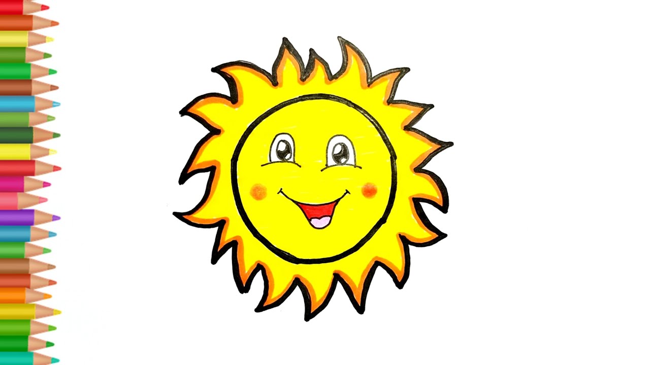 Menggambar matahari // how to draw a cute sun - YouTube