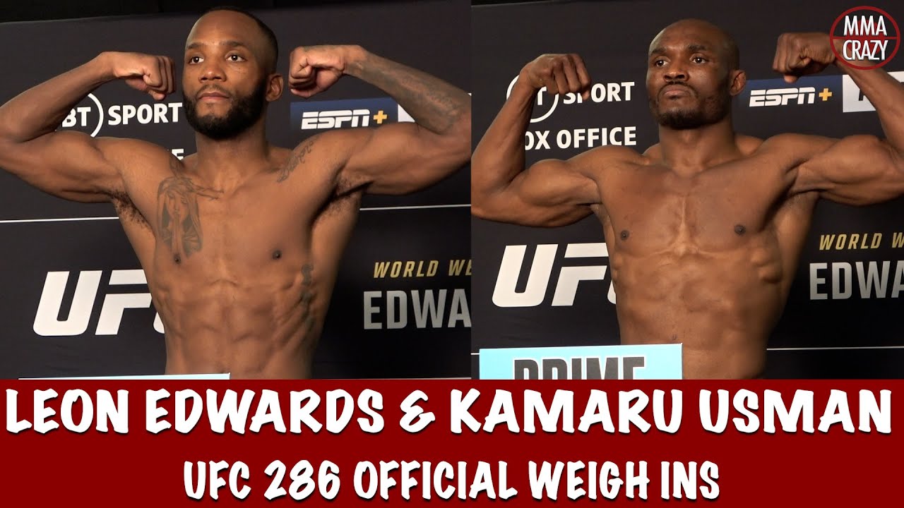 UFC 286 Official Weigh ins: Leon Edwards & Kamaru Usman - YouTube