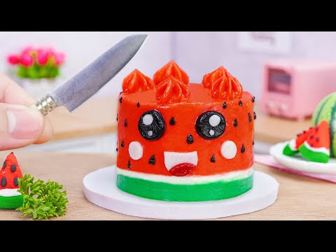 Tiny Cooking | Perfect Miniature Watermelon Decorating Cake | Tiny Food And Cake For Summer