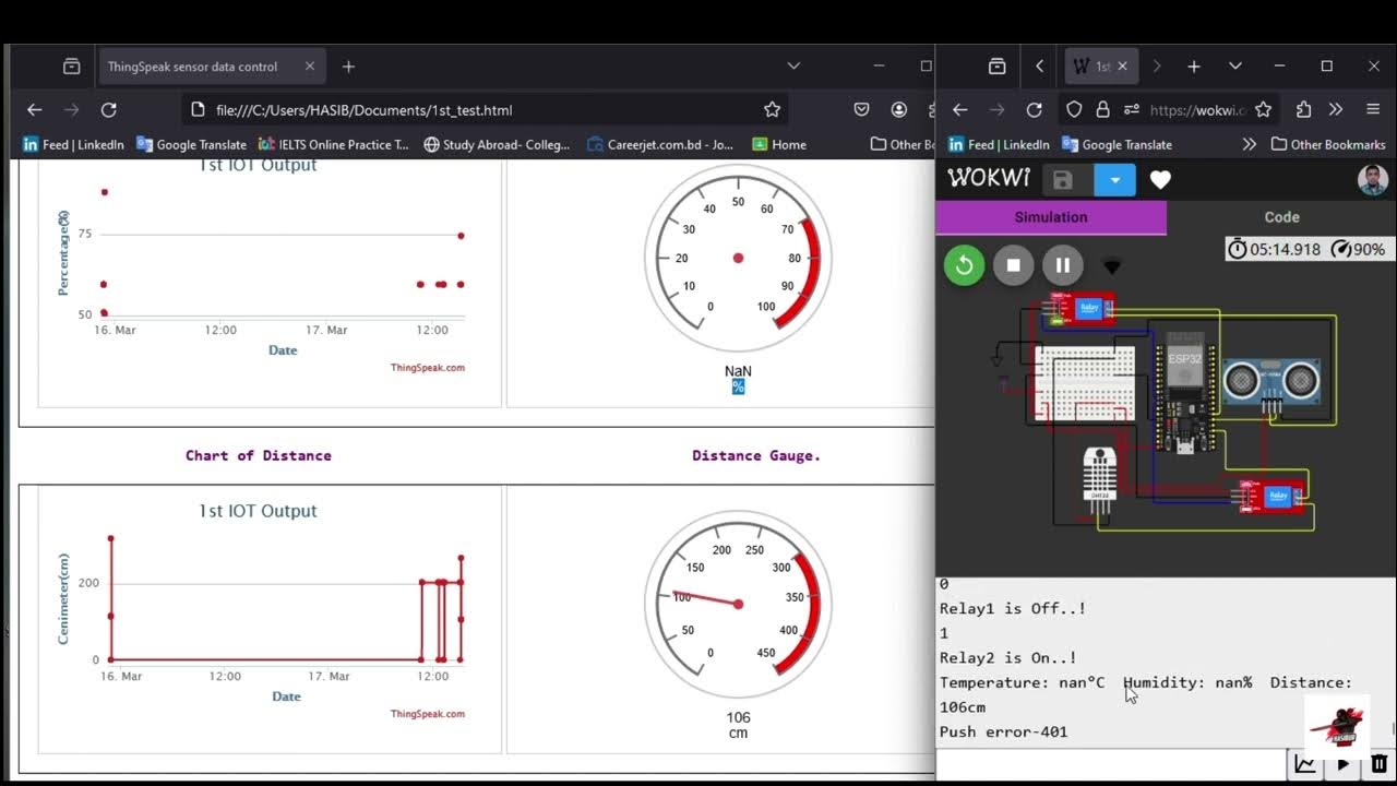 2nd Testing Of The Iot System Using The Wokwi Simulation Platform And The Thingspeak Youtube