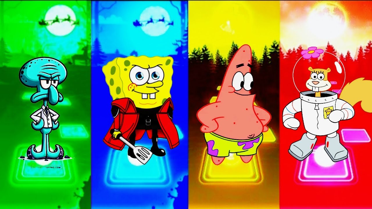 Squidward 🆚 SpongeBob 🆚 Patrick Star 🆚 Sandy Cheeks - Tiles Hop - YouTube