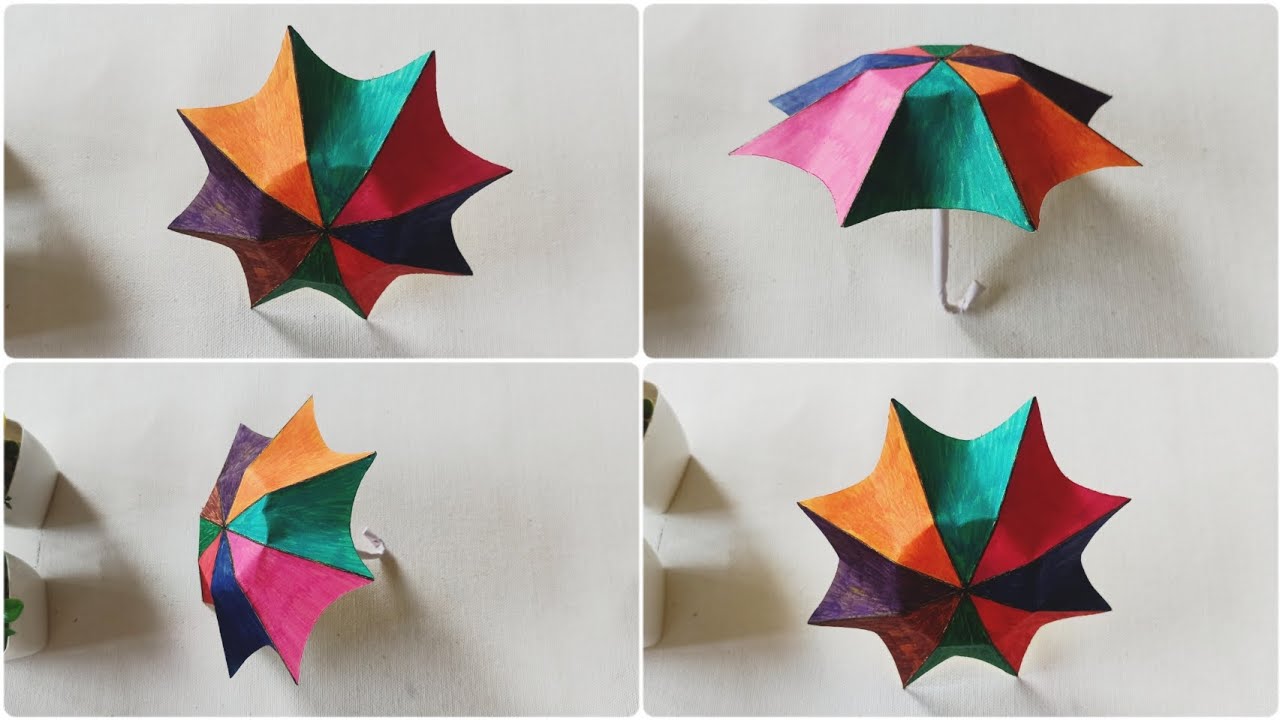 DIY || How to make colourful paper umbrella || Easy & beautiful paper ...