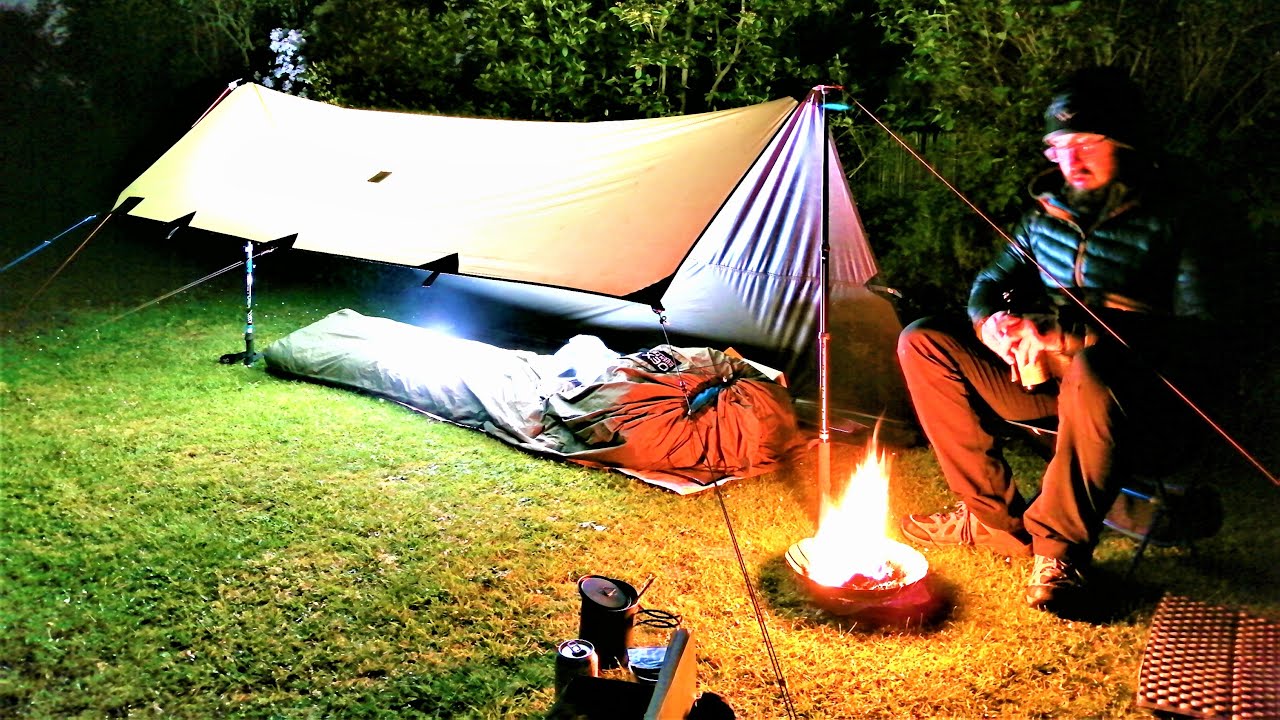 LEAN TO TARP AND BIVVY CAMP | UCO FIRE PIT REVIEW - YouTube