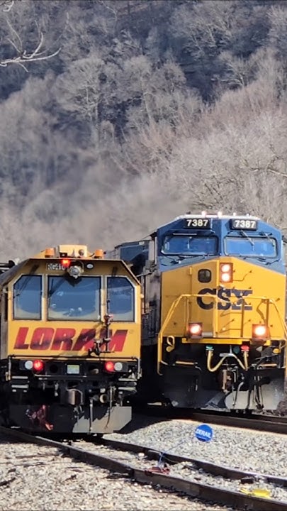 CSX Herzog Ballast Train Passes Loram Rail Grinder at Beaver Falls, PA - YouTube