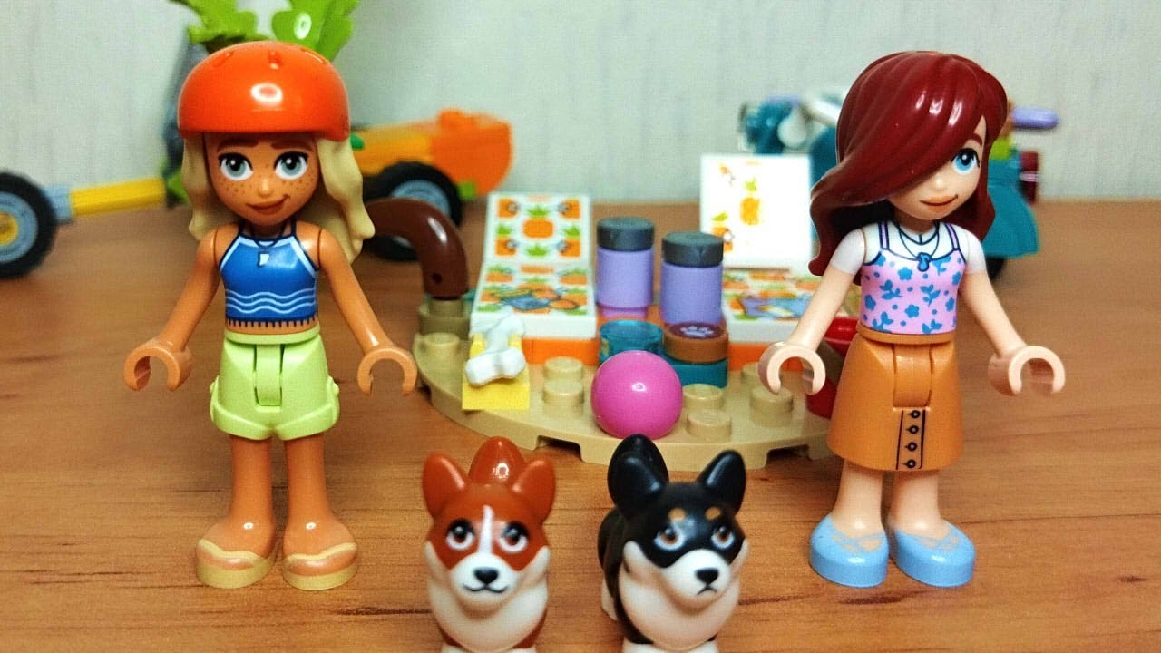 Look at the little CORGIES!! LEGO Friends surfing dogs and scooter ...