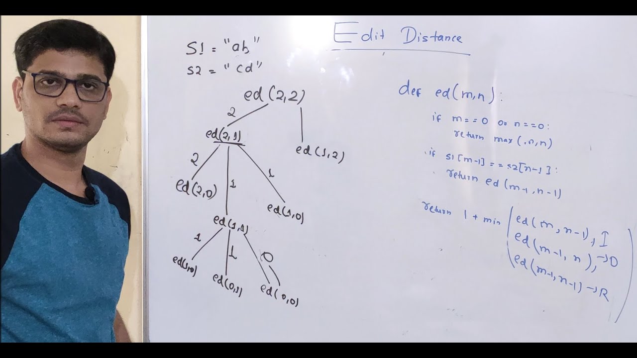 Edit Distance in Hindi (Recursion Tree Analysis) - YouTube