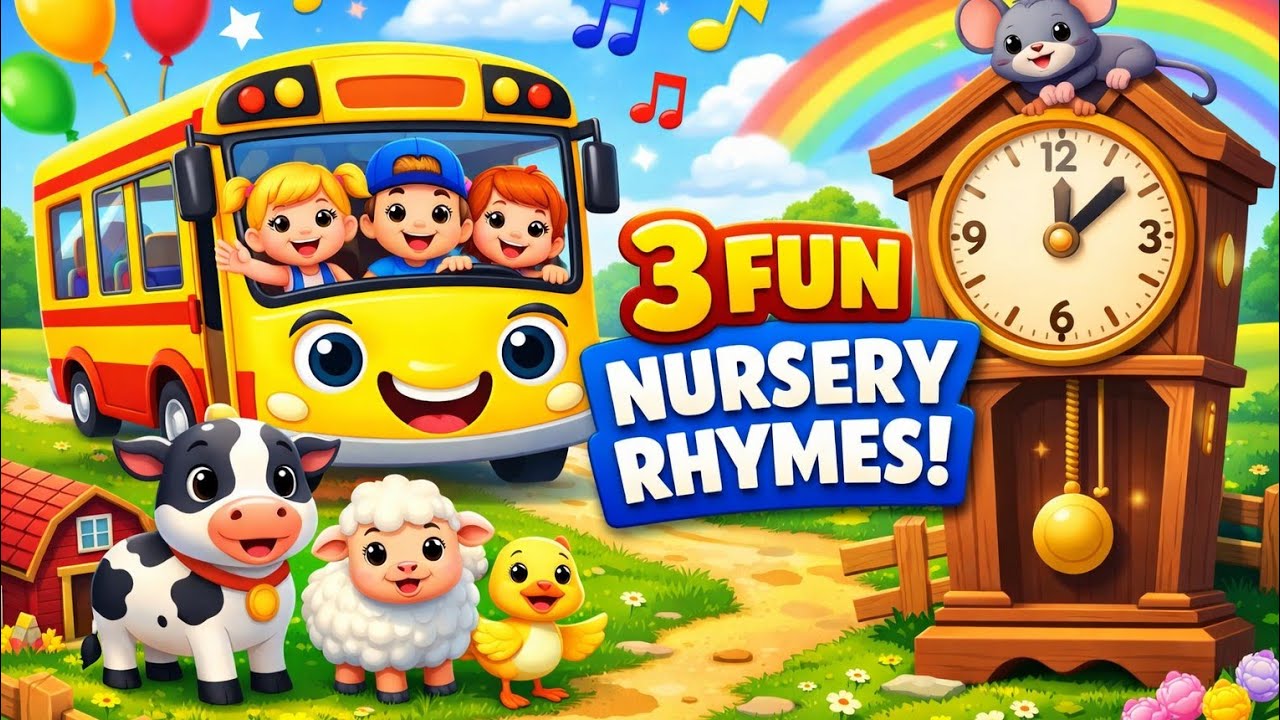 Wheels on the Bus + Old MacDonald + Hickory Dickory Dock | Nursery ...