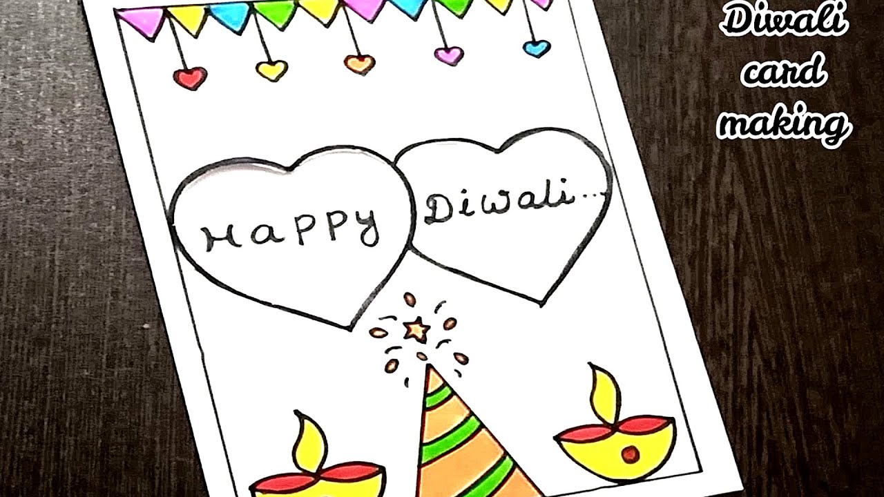 happy diwali card drawing / handmade diwali card making idea / how to ...