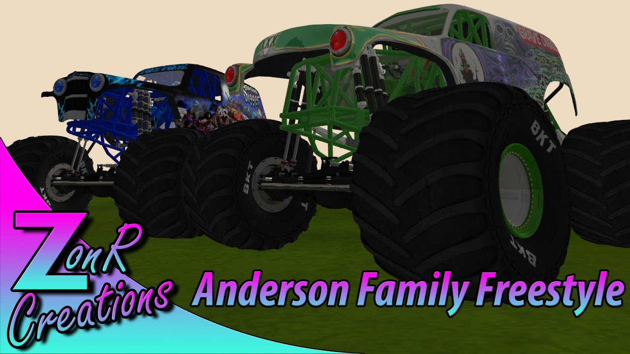 Rigs of Rods Monster Jam: Anderson Family Freestyle - YouTube