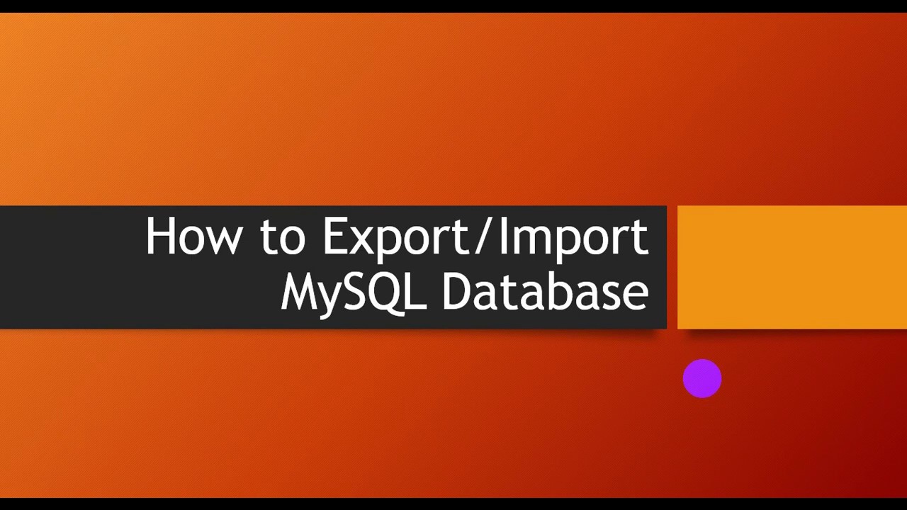 How To Import And Export Mysql Database Using Phpmyadmin Youtube 0805