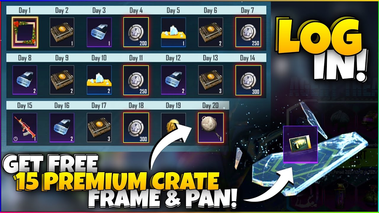 Get Free 15 Premium Crate, Frame & Pan In bgmi || Sab Loot Lo Login ...