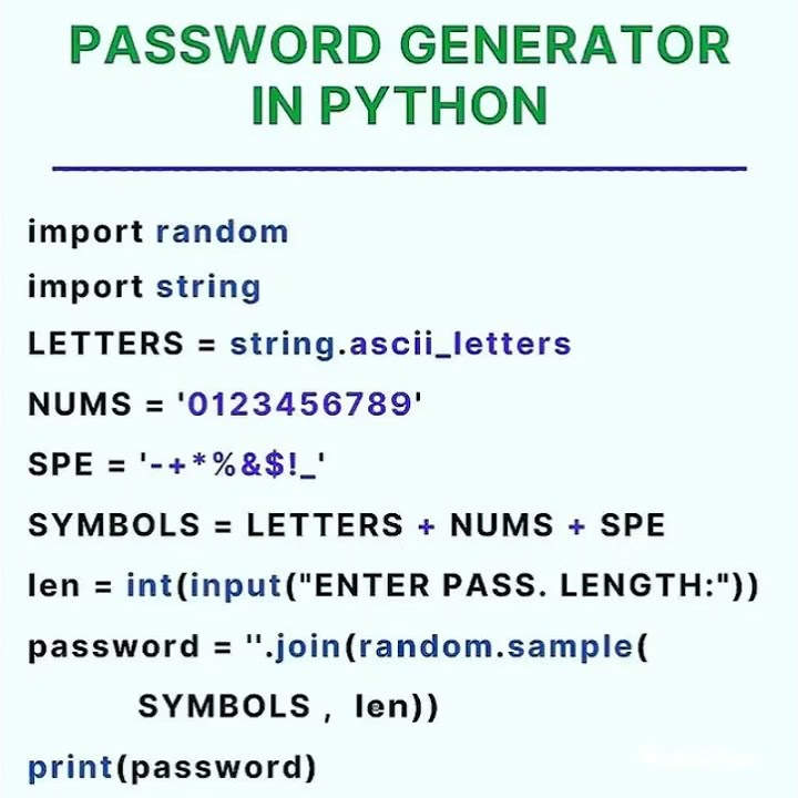 Random Password Generator Python Machinelearning Pythoncode Pythonprogramming Blockchain