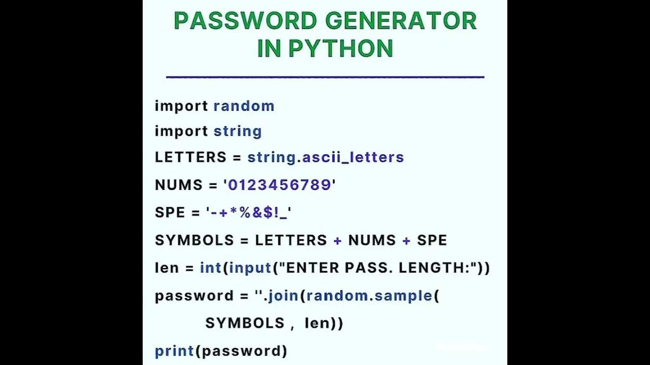 Random Password Generator Python Machinelearning Pythoncode Pythonprogramming Blockchain