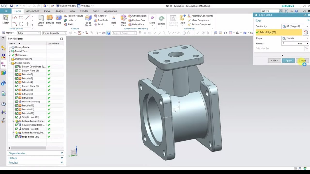 valve body in NX UNIGRAPHICS - YouTube